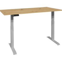 Mäusbacher Schreibtisch MÄUSBACHER "Big System Office" Tische Gr. B: 180 cm, silberfarben (silber, asteiche, silber, asteiche) Breite 180 cm, elektrisch höhenverstellbar