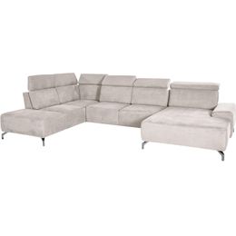 Sit & More Wohnlandschaft SIT & MORE "Gizeh U-Form", beige (elfenbein), B:340cm T:230cm, Sofas, Wohnlandschaft, 12 cm Fu&szlig;h&ouml;he, inklusive Sitztiefenverstellung und Kopfteilverstellung