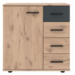 Kombikommode wimex "Budapest" Sideboards Gr. B/T: 81 cm x 41 cm, 4, grau (viking oak, graphit) Kombikommoden 1-türig mit 4 Schubladen, 81cm breit