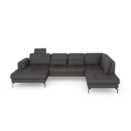 Sit & More Wohnlandschaft SIT & MORE "Bendigo U-Form", braun (mokka), B:332cm H:87cm T:226cm, Sofas, inklusive Sitztiefenverstellung, Bodenfreiheit 15 cm, in 2 Fußfarben