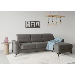 Sit & More Ecksofa SIT & MORE "Sinatra L-Form", grau (fango), B:258cm H:85cm T:170cm, 100% Polyester, Sofas, Ecksofa, mit Recamiere, optional mit Kopfteilverstellung und Armteilfunktion