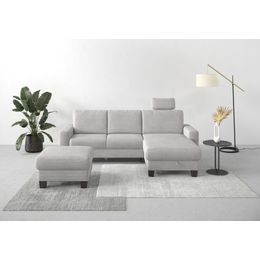 Ecksofa Home Affaire "Summer L-Form", silber, B:249cm H:91cm T:164cm, 95% Polyester, 5% Polyamid, Sofas, Ecksofa, mit Recamiere, mit oder ohne Bettfunktion und Bettkasten, Cord-Bezug