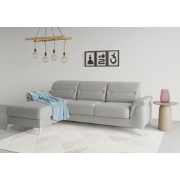 Sit & More Ecksofa SIT & MORE "Sinatra L-Form", grau, B:258cm H:85cm T:170cm, 100% Polyester, Sofas, Ecksofa, mit Recamiere, optinal mit Kopfteilverstellung und Armteilfunktion