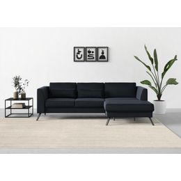Sit & More Ecksofa SIT & MORE "Lindholm L-Form", blau (navy), B:262cm H:88cm T:171cm, Sofas, Ecksofa, mit Sitztiefenverstellung und Federkern