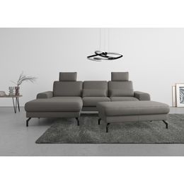 Sit & More Ecksofa SIT & MORE "Cinturo L-Form", grau, B:283cm H:91cm T:175cm, Sofas, Ecksofa, inklusive Sitztiefenverstellung und Federkern, Sitzh&ouml;he 48 cm