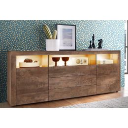 borchardt Möbel Sideboard BORCHARDT MÖBEL "Santa Fe" Sideboards Gr. B/H/T: 166 cm x 72 cm x 35 cm, 3, braun (stahlfarben braun) Sideboards Breite 166 cm Bestseller