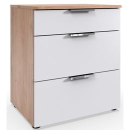 Nachtkommode wimex "Level by fresh to go" Sideboards Gr. B/H/T: 54 cm x 61 cm x 41 cm, 3 St., weiß (front weiß, korpus plankeneiche nachbildung) 3 Schubladen mit soft-close Funktion, 54cm breit, 61cm hoch