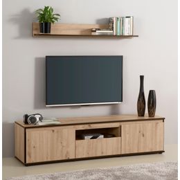 TV-Board Hela "Ariana" Sideboards Gr. B/H/T: 160 cm x 40 cm x 38 cm, schwarz (artisan eiche, schwarz) TV-Lowboards mit angeschrägten Griffmulden, Breite 160 cm