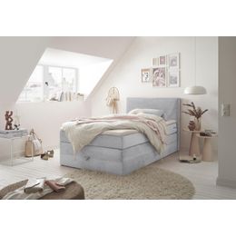 Boxspringbett ED EXCITING DESIGN "Luzern", grau, B:141cm L:209cm, 92% Polyester, 8% Nylon, Komplettbetten, Boxspringbett, inkl. Bettkasten