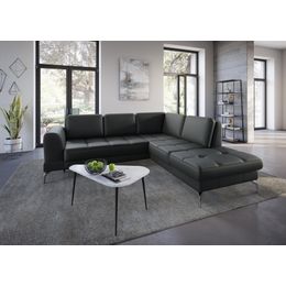 Sit & More Ecksofa SIT & MORE "Bendigo L-Form", schwarz, B:258cm H:87cm T:226cm, Sofas, Ecksofa, inklusive Sitztiefenverstellung, Bodenfreiheit 15 cm, in 2 Fu&szlig;farben