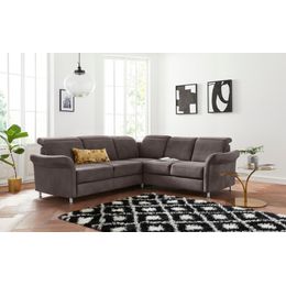 Sit & More Ecksofa SIT & MORE "Darwin L-Form", braun (mocca), B:249cm H:83cm T:229cm, Sofas, Ecksofa, inklusive Federkern, wahlweise mit Kopfteilverstellung, Bettfunktion