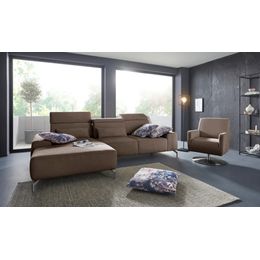 Sit & More Ecksofa SIT & MORE "Gizeh L-Form", braun (chocco), B:289cm T:178cm, Sofas, Ecksofa, Fu&szlig;h&ouml;he 15 cm, inklusive Sitztiefenverstellung und Kopfteilverstellung
