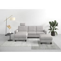 Ecksofa Home Affaire "Summer L-Form", silber, B:249cm H:91cm T:164cm, 95% Polyester, 5% Polyamid, Sofas, Ecksofa, mit Recamiere, mit oder ohne Bettfunktion und Bettkasten, Cord-Bezug