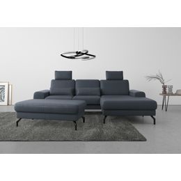 Sit & More Ecksofa SIT & MORE "Cinturo L-Form", blau (dunkelblau), B:283cm H:91cm T:175cm, Sofas, Ecksofa, inklusive Sitztiefenverstellung und Federkern, Sitzh&ouml;he 48 cm