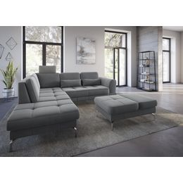 Sit & More Ecksofa SIT & MORE "Bendigo L-Form", grau (hellgrau), B:258cm H:87cm T:226cm, Sofas, Ecksofa, inklusive Sitztiefenverstellung, Bodenfreiheit 15 cm, in 2 Fu&szlig;farben