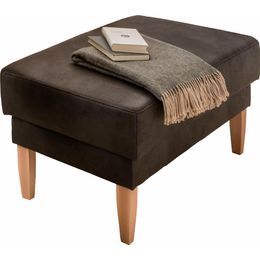 Hocker Home Affaire "Scalea", braun (dunkelbraun), B:110cm H:51cm T:55cm, Struktur Karo (100% Polyester), Microfaser in Antiklederoptik (100% Polyester), Microfaser Druckstoff (60% Polyester, 40% Baumwolle), Hocker, Polsterhocker, passendes Küchensofa verfügbar, in verschiedenen Stoffen und Farben