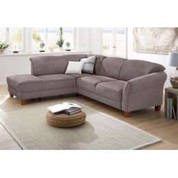 Ecksofa Home Affaire "Gotland L-Form", grau (taupe), B:257cm H:84cm T:212cm, Struktur (100% Polypropylen);Luxus-Microfaser ALTARA NUBUCK (100% Polyester);90% Polyester/10% Polyamid Luxus-Microfaser (100% Polyester), Sofas, Ecksofa, wahlweise mit Sitztiefenverstellung + Bettkasten