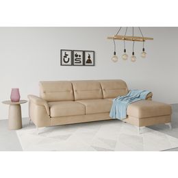 Sit & More Ecksofa SIT & MORE "Sinatra L-Form", braun (macchiato), B:258cm H:85cm T:170cm, 100% Polyester, Sofas, Ecksofa, mit Recamiere, optinal mit Kopfteilverstellung und Armteilfunktion