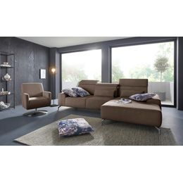 Sit & More Ecksofa SIT & MORE "Gizeh L-Form", braun (chocco), B:289cm T:178cm, Sofas, Ecksofa, Fu&szlig;h&ouml;he 15 cm, inklusive Sitztiefenverstellung und Kopfteilverstellung