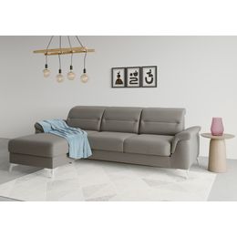 Sit & More Ecksofa SIT & MORE "Sinatra L-Form", braun (schlamm), B:258cm H:85cm T:170cm, 100% Polyester, Sofas, Ecksofa, mit Recamiere, optinal mit Kopfteilverstellung und Armteilfunktion