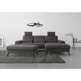 Sit & More Ecksofa SIT & MORE "Cinturo L-Form", grau (fango), B:283cm H:91cm T:175cm, Sofas, Ecksofa, inklusive Sitztiefenverstellung und Federkern, Sitzh&ouml;he 48 cm