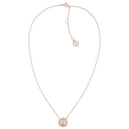 Kette mit Anhänger Tommy Hilfiger "Schmuck Edelstahl Halsschmuck Ankerkette CASUAL" Halsketten Gr. Edelstahl, Länge: 46 cm, rosegold (roségoldfarben, weiß) Damen mit Glasstein