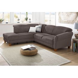 Ecksofa Home Affaire "Gotland L-Form", braun (espresso), B:257cm H:84cm T:212cm, Struktur (100% Polypropylen);Luxus-Microfaser ALTARA NUBUCK (100% Polyester);90% Polyester/10% Polyamid Luxus-Microfaser (100% Polyester), Sofas, Ecksofa, wahlweise mit Sitztiefenverstellung + Bettkasten