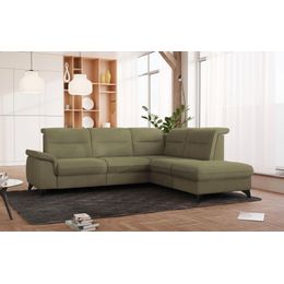 Sit & More Ecksofa SIT & MORE "Astoria L-Form", gr&uuml;n, B:256cm H:91cm T:225cm, 100% Polyester, Sofas, Ecksofa, wahlweise mit motorischer Relaxfunktion