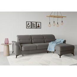Sit & More Ecksofa SIT & MORE "Sinatra L-Form", grau (fango), B:258cm H:85cm T:170cm, 100% Polyester, Sofas, Ecksofa, mit Recamiere, optional mit Kopfteilverstellung und Armteilfunktion