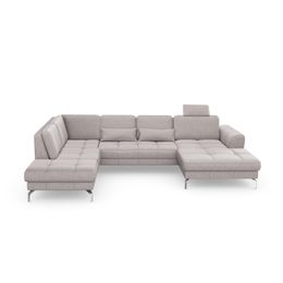 Sit & More Wohnlandschaft SIT & MORE "Bendigo U-Form", beige (sand), B:332cm H:87cm T:226cm, Sofas, inklusive Sitztiefenverstellung, Bodenfreiheit 15 cm, in 2 Fußfarben