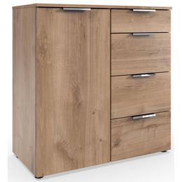 Kombikommode wimex "Level by fresh to go" Sideboards Gr. B/H/T: 81 cm x 84 cm x 41 cm, 4, braun (plankeneiche nachbildung) Kombikommoden 1-türig, mit 4 Schubladen und soft-close Funktion, 84cm breit