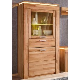 Vitrine VOGL MÖBELFABRIK Schränke beige (kernbuche teilmassiv) Vitrinen Höhe 158 cm