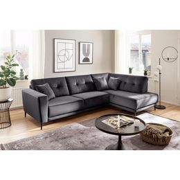 Polsterecke TRENDS BY HG "Barcelona L-Form", grau, B:273cm H:86cm T:165cm, Sofas, mit Metallfuss, frei im Raum stellbar