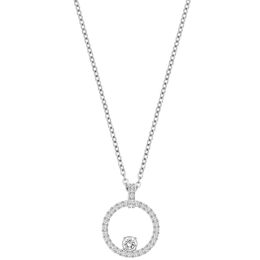 Kette mit Anhänger Swarovski "CREATIVITY CIRCLE, WEISS, RHODINIERT, 5198686" Halsketten Gr. Metall, Länge: 43 cm, silberfarben Damen Ketten mit Anhänger Swarovski Kristall