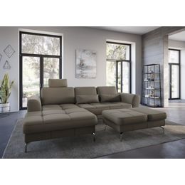 Sit & More Ecksofa SIT & MORE "Bendigo L-Form", braun (schlamm), B:284cm H:87cm T:175cm, Sofas, Ecksofa, inklusive Sitztiefenverstellung, Bodenfreiheit 15 cm, 2 Fu&szlig;farben