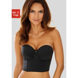 Corsage Lascana Gr. 70, Cup B, schwarz Damen Corsagen mit herausnehmbaren Push-up Kissen, sexy Dessous