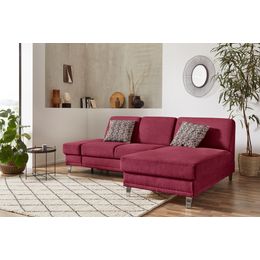 Sit & More Ecksofa SIT & MORE "Clio L-Form", rot (bordeaux), B:246cm H:89cm T:165cm, Sofas, Ecksofa, wahlweise mit Bettfunktion oder Vorziehsitz und Bettkasten, Federkern