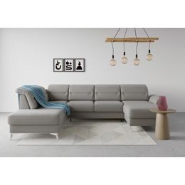 Sit & More Wohnlandschaft SIT & MORE "Sinatra U-Form", grau, B:326cm H:85cm T:220cm, 100% Polyester, Sofas, Wohnlandschaft, optional mit Kopfteilverstellung und Armteilfunktion etc.