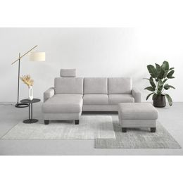 Ecksofa Home Affaire "Summer L-Form", silber, B:249cm H:91cm T:164cm, 95% Polyester, 5% Polyamid, Sofas, Ecksofa, mit Recamiere, mit oder ohne Bettfunktion und Bettkasten, Cord-Bezug