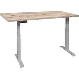 Mäusbacher Schreibtisch MÄUSBACHER "Big System Office" Tische Gr. B: 180 cm, silberfarben (silber, sandeiche, silber, sandeiche) Schreibtische Breite 180 cm, elektrisch höhenverstellbar