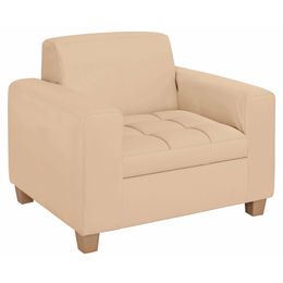 Sessel Home Affaire "Corby", beige (creme), B:101cm H:80cm T:86cm, Struktur fein (100% Polyester);Chenille (100% Polyester);NaturLEDER (echtes Rindsleder) auf Sitzfl&auml;che, Kunstleder im Korpus;Melrose (100% Polyester), Sessel, Sessel, Steppung auf Sitzfl&auml;che