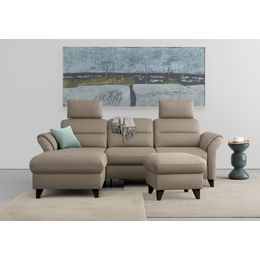 Sit & More Ecksofa SIT & MORE "Mellum L-Form", braun (savannah), B:250cm H:87cm T:163cm, 100% Polyester, Sofas, Ecksofa, Federkern, wahlweise mit Bettfunktion, Bettkasten und Armteilfunktion