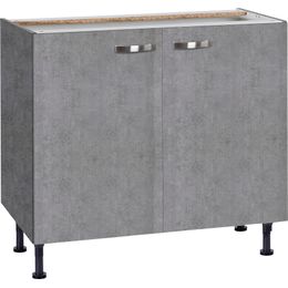 Unterschrank Optifit "Cara" Schränke Gr. B/H/T: 90 cm x 87 cm x 58,4 cm, 2 St., grau (beton, beton) Breite 90 cm