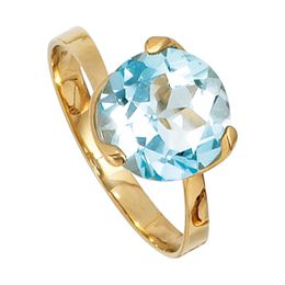 Goldring Jobo Fingerringe Gr. 50, Gelbgold 585, gelb (gelbgold 585) Damen Fingerringe 585 Gold mit Blautopas