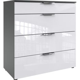 Schubkastenkommode wimex "level36 D by fresh to go" Sideboards Gr. B/H/T: 81 cm x 84 cm x 41 cm, 4 St., grau (korpus graphit, front lack weiß) mit soft-close Funktion und Lackfronten, 4 Schubladen, Kommode hoch