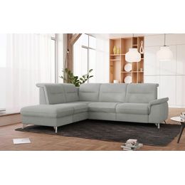 Sit & More Ecksofa SIT & MORE "Astoria L-Form", grau (hellgrau), B:256cm H:91cm T:225cm, 100% Polyester, Sofas, Ecksofa, wahlweise mit motorischer Relaxfunktion
