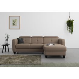 Sit & More Ecksofa SIT & MORE "Belluci L-Form", braun (nuss), B:247cm H:85cm T:170cm, Sofas, Ecksofa, inklusive Federkern, wahlweise mit Bettfunktion und Bettkasten