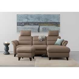 Sit & More Ecksofa SIT & MORE "Mellum L-Form", braun (nuss), B:250cm H:87cm T:163cm, 100% Polyester, Sofas, Ecksofa, Federkern, wahlweise mit Bettfunktion, Bettkasten und Armteilfunktion