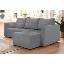 Ecksofa Home Affaire "Pur L-Form", grau (hellgrau), B:224cm H:87cm T:160cm, Struktur (100% Polyester);100% Polyester Melrose;Luxus-Microfaser Nubuk (100% Polyester), Sofas, Ecksofa, wahlweise mit Bettfunktion