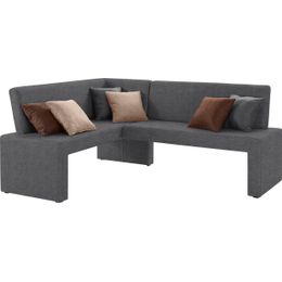 Eckbank Home Affaire "Barcelona", grau (dunkelgrau (capulet 4009)), B:200cm H:88cm T:160cm, Massivholz, Holzwerkstoff, Polyester, Sitzbänke, In verschiedenen Stoffen und Farben